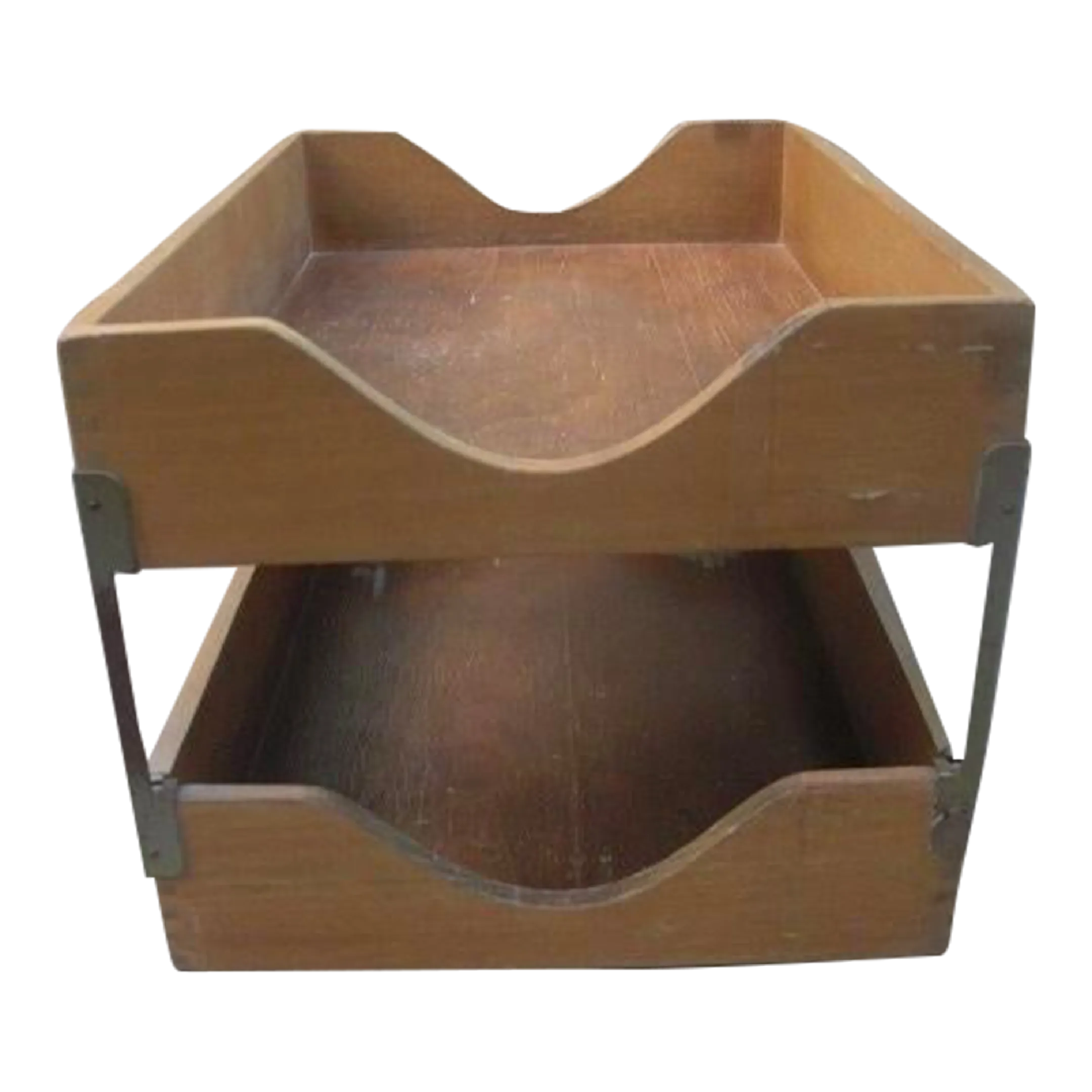Vintage Mid 20th Century Wood Two Tier Stacking Paper Filing Trays ...