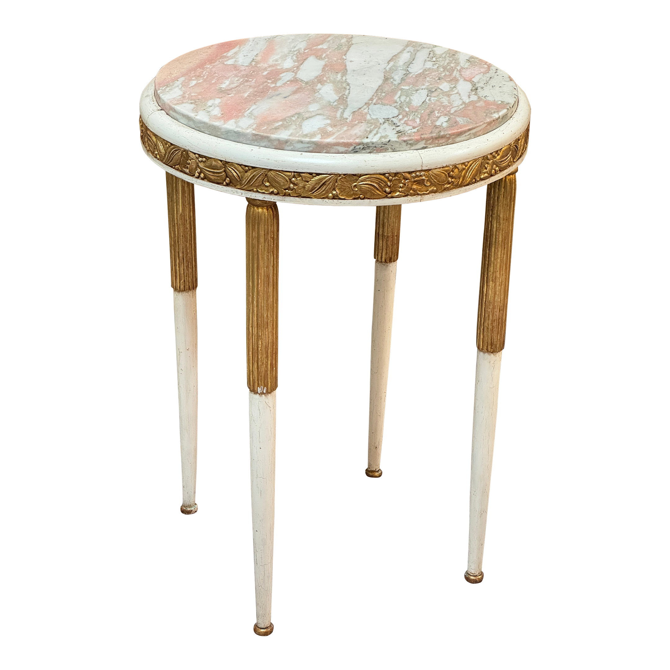Vintage Round Marble Top Side Table | Chairish