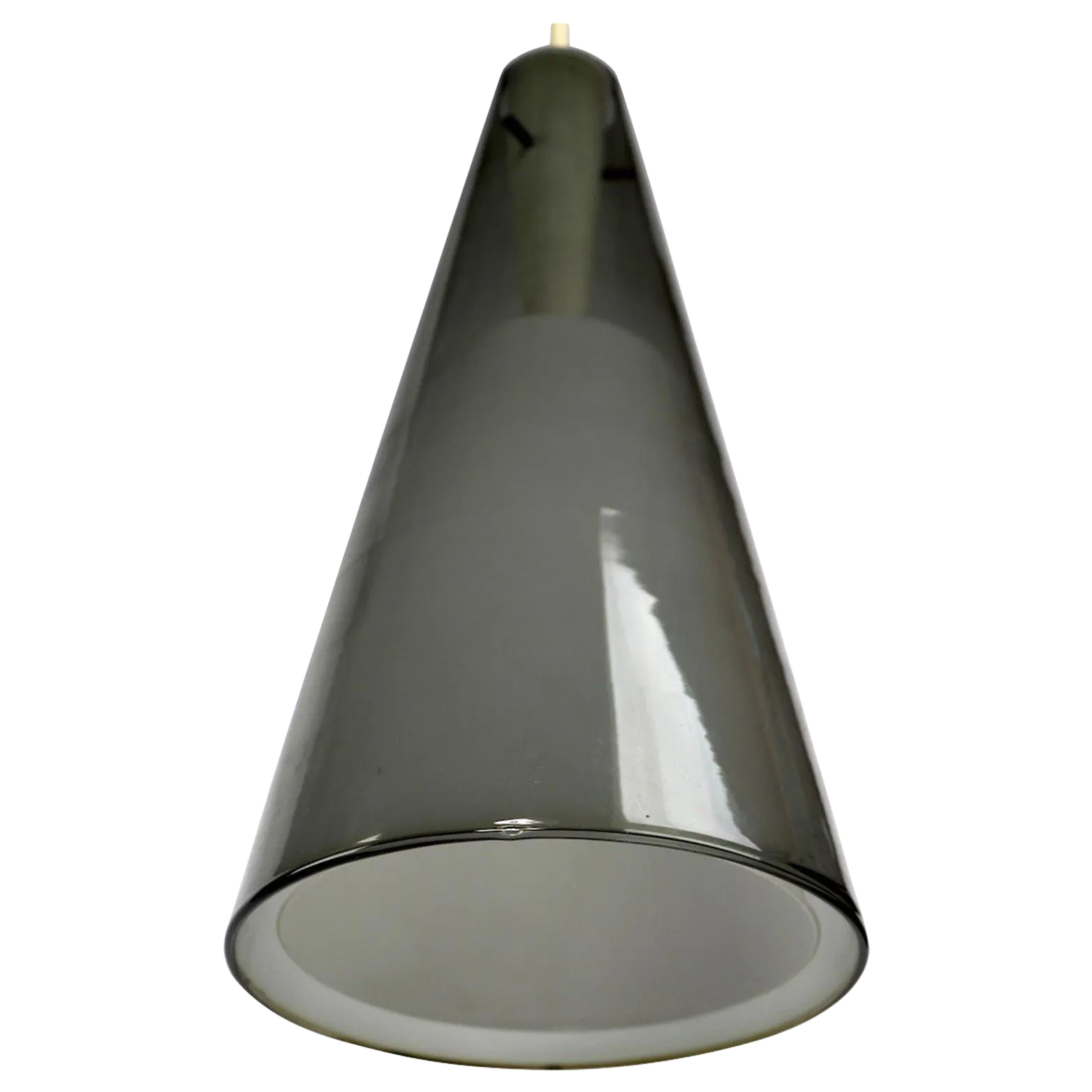 Smoked Glass Cone Form Pendant | Chairish