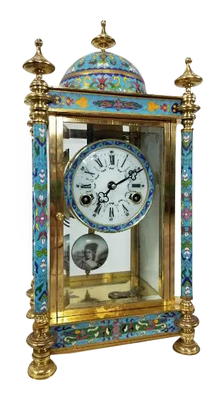 Vintage Asian Cloisonne Clock | Chairish