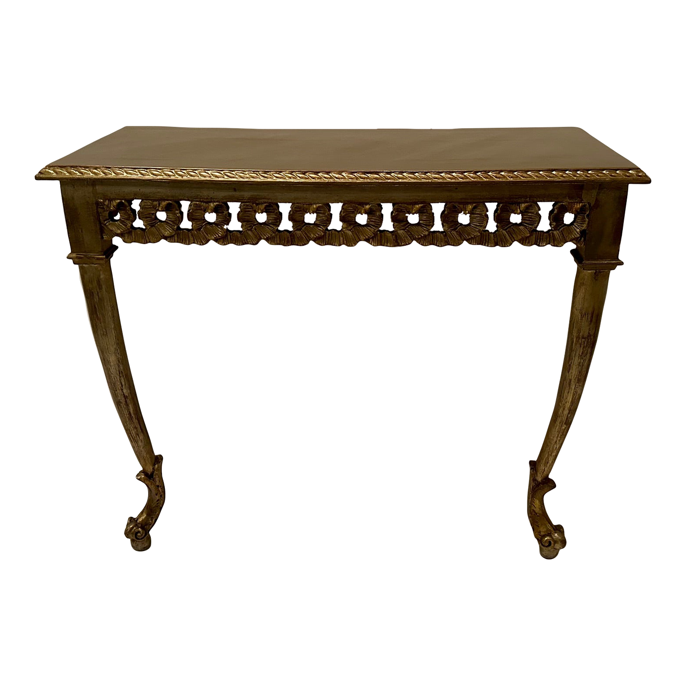 Carved Italian Gold & Silver Leaf Wall Mounted Console Table | Chairish