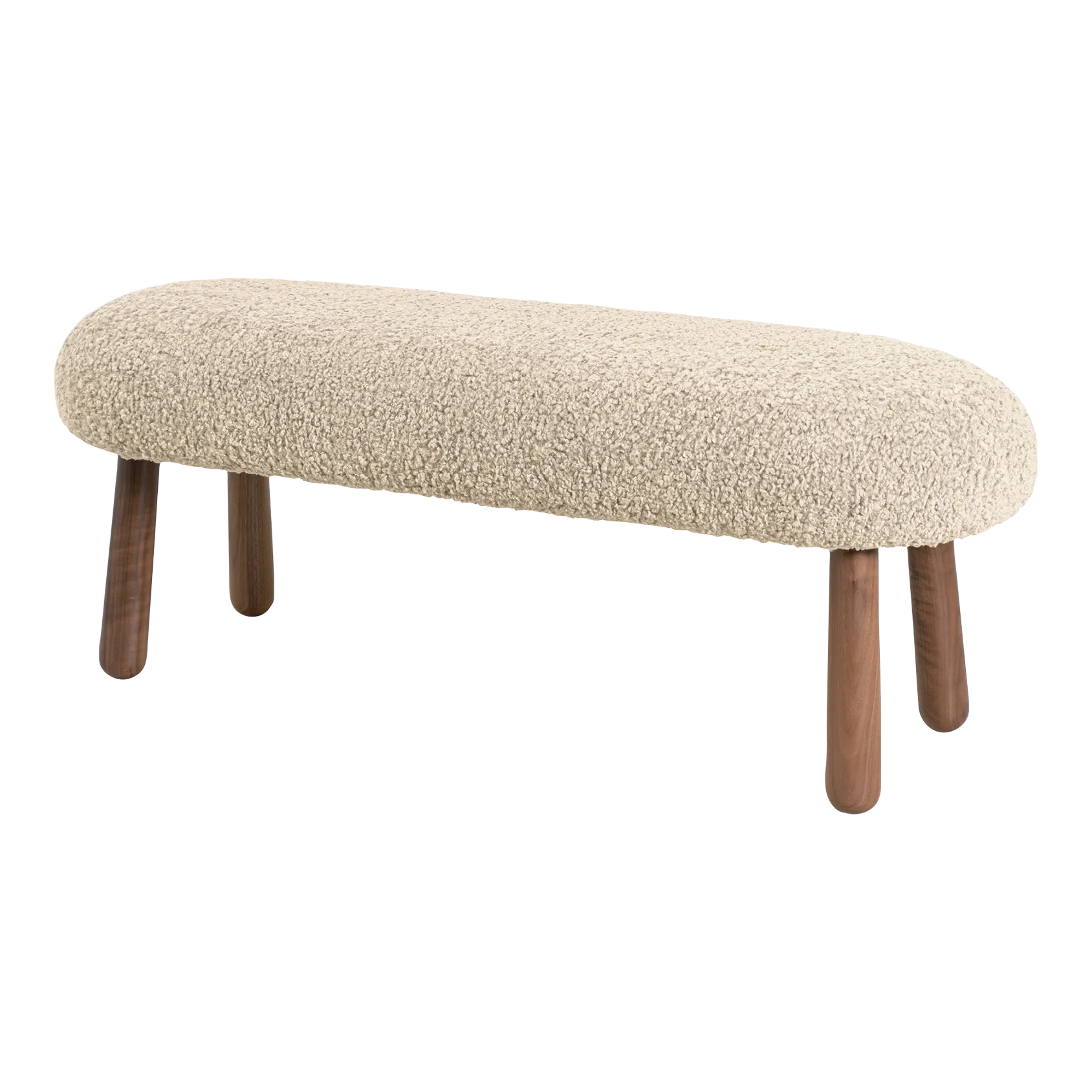 Wooly Bench in Natural Faux Lambswool & Walnut by Object Refinery ...