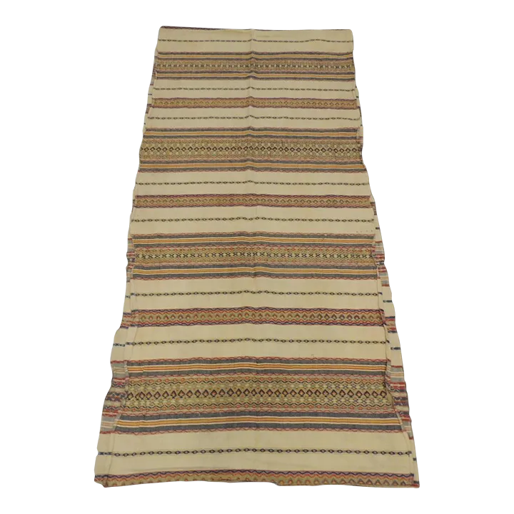 Vintage Long Moroccan Woven Stripes Textile Panel | Chairish