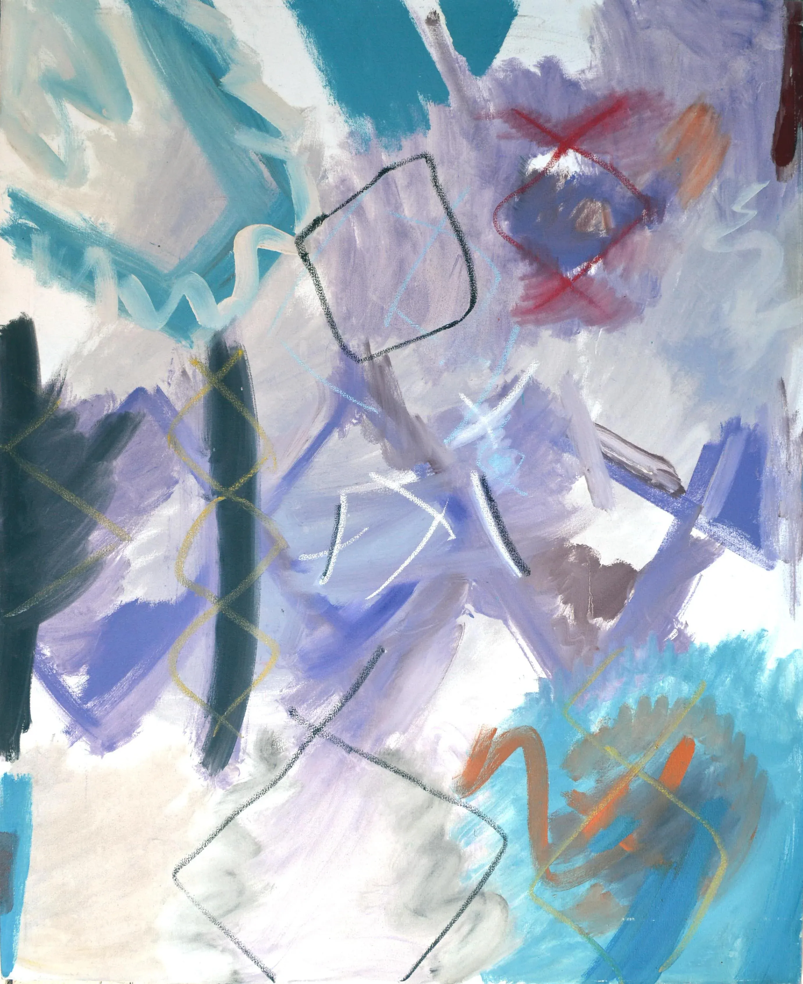 1980s Modern Argyle Abstract Painting by DS Silver | Chairish