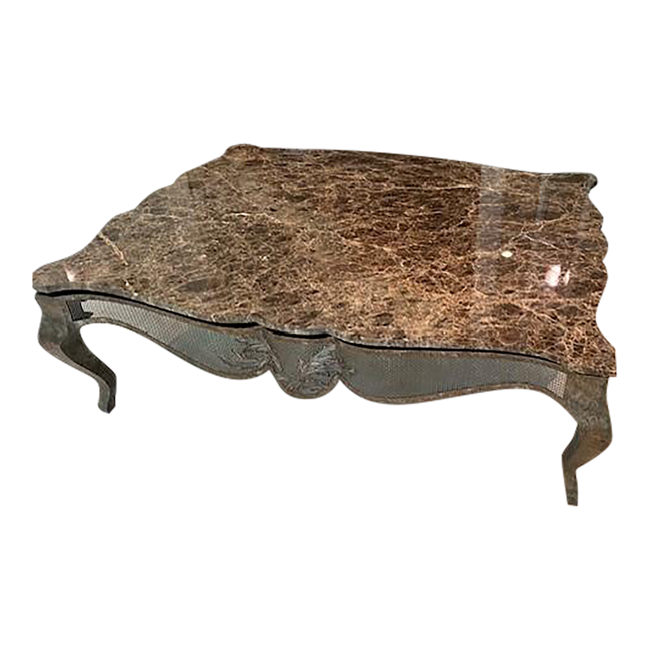 Early 2000s Neoclassical Marble Coffee Table -- Brown and Copper | Chairish