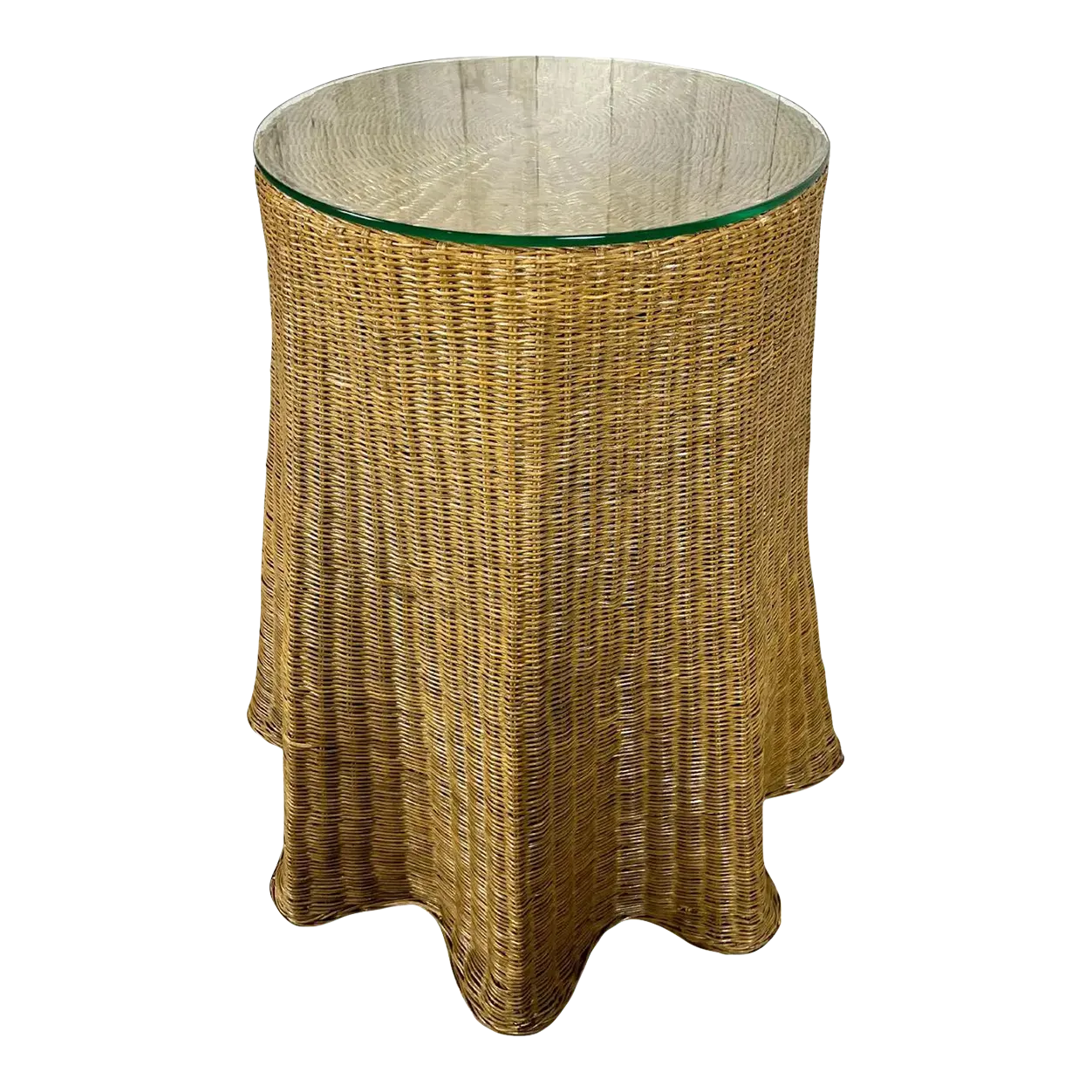 Trompe l'Oeil Draped Wicker "Ghost" Side Table | Chairish