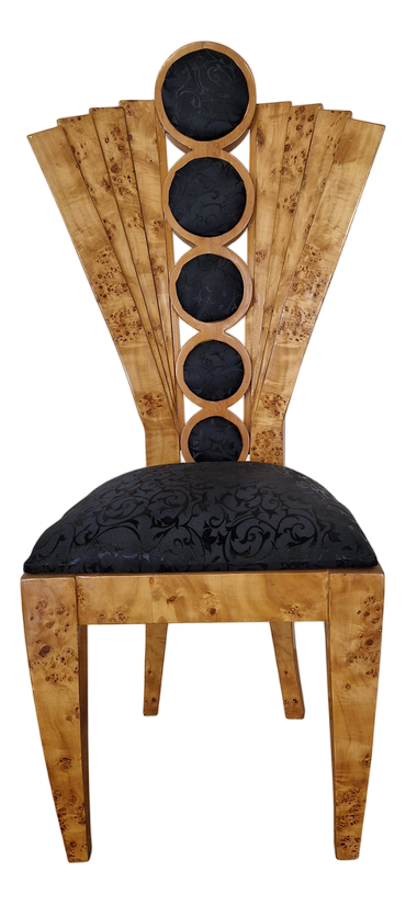 Deco Line Chair in Birch Root and Black Fabric, 1980s | Chairish