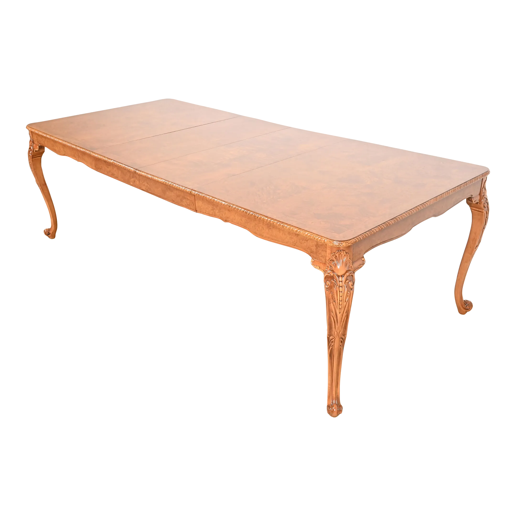 Romweber French Provincial Louis XV Burl Wood Extension Dining Table ...