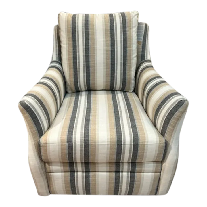 Sam Moore Striped Fabric Laura Swivel Chair | Chairish