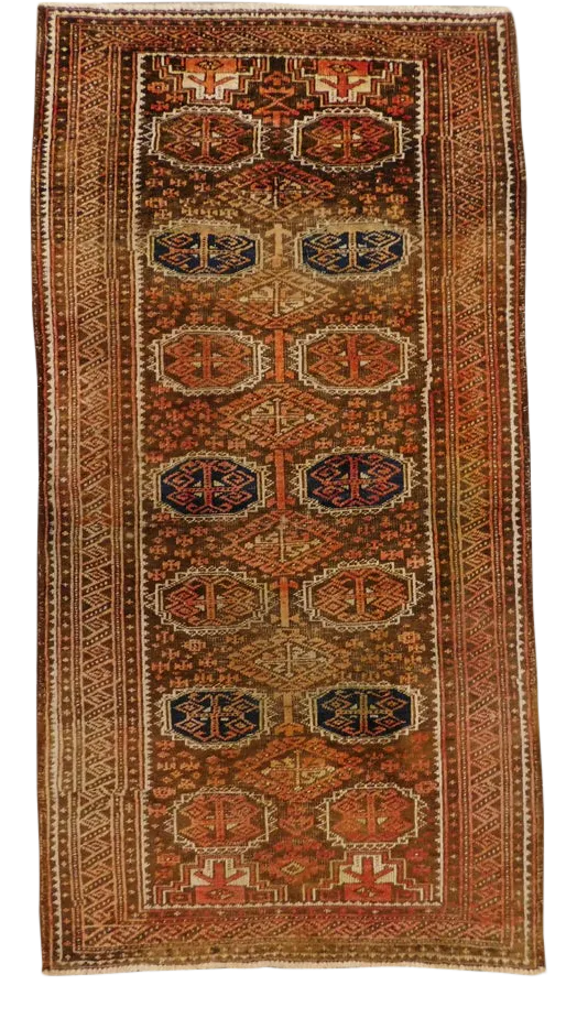 1950s Vintage Hand Knotted Bokara Style Persian Rug | Chairish