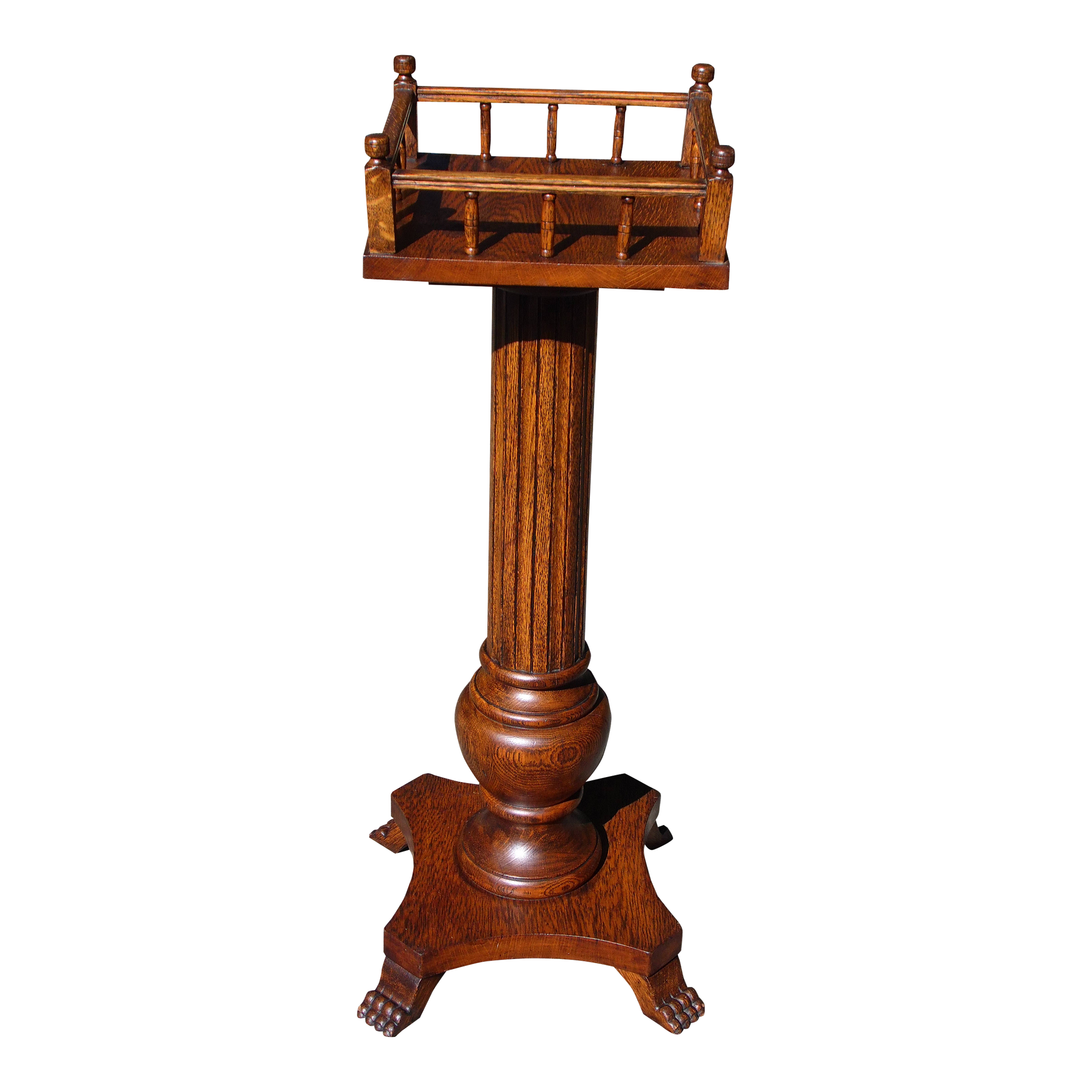 Antique Vintage Solid Oak Pedestal Plant Stand Statue Stand C. 1900 ...