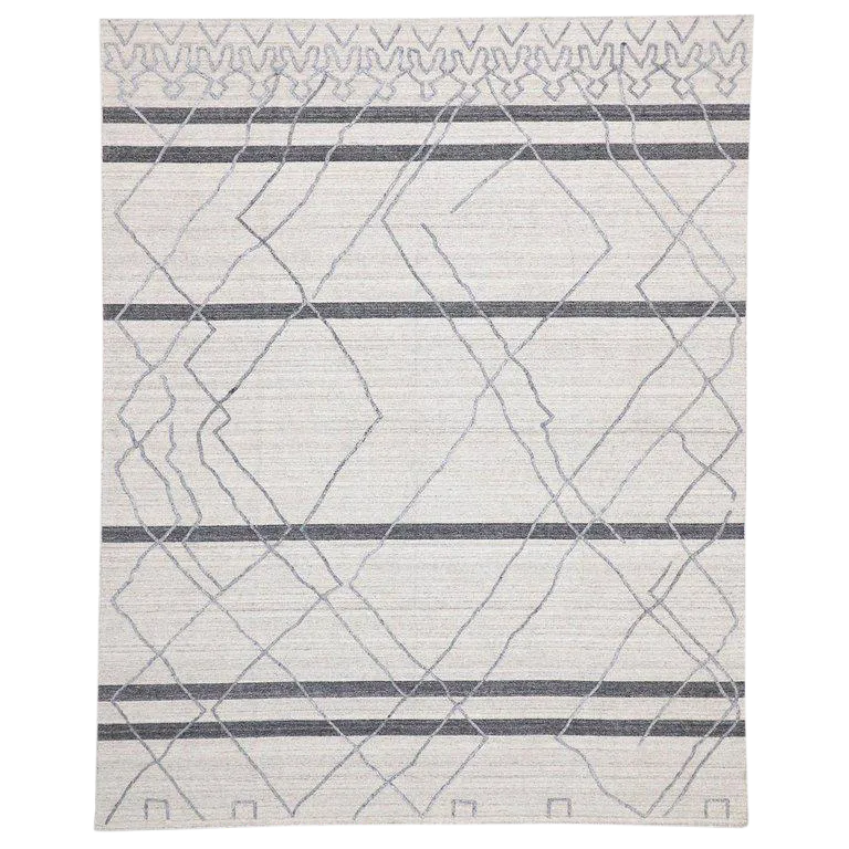 Contemporary Gray Moroccan Style Area Rug - 8′ × 9′11″ | Chairish