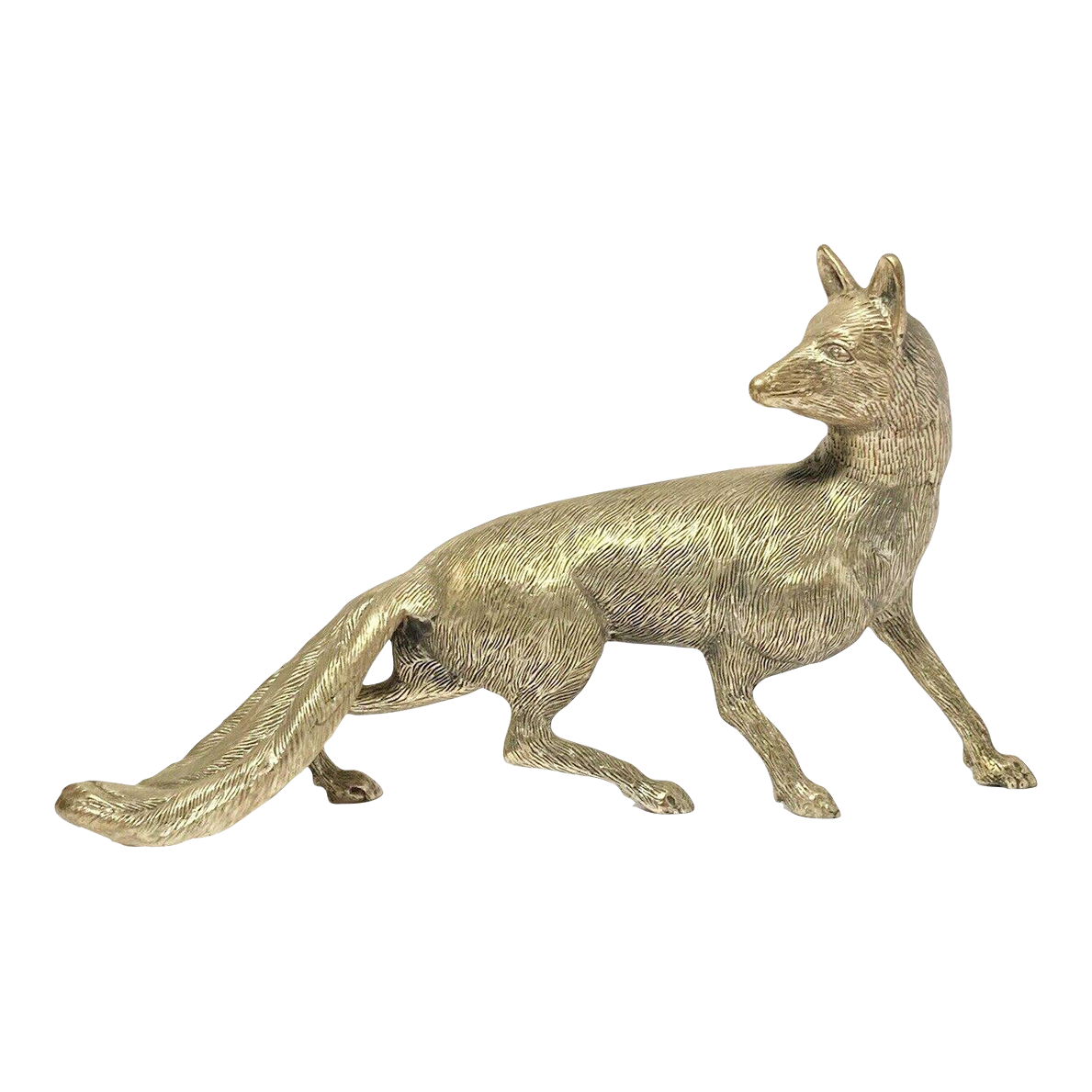 Contemporary Wildwood Gold Toned Bronze Cast “Fox” Figurine Statue ...
