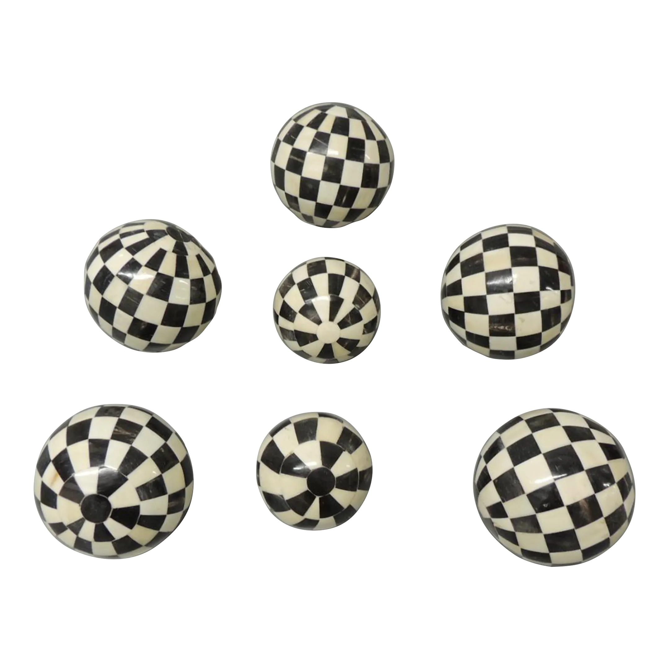 Black and White Round Faux-Bone Decorative Sphere Objects - Set of 7 ...