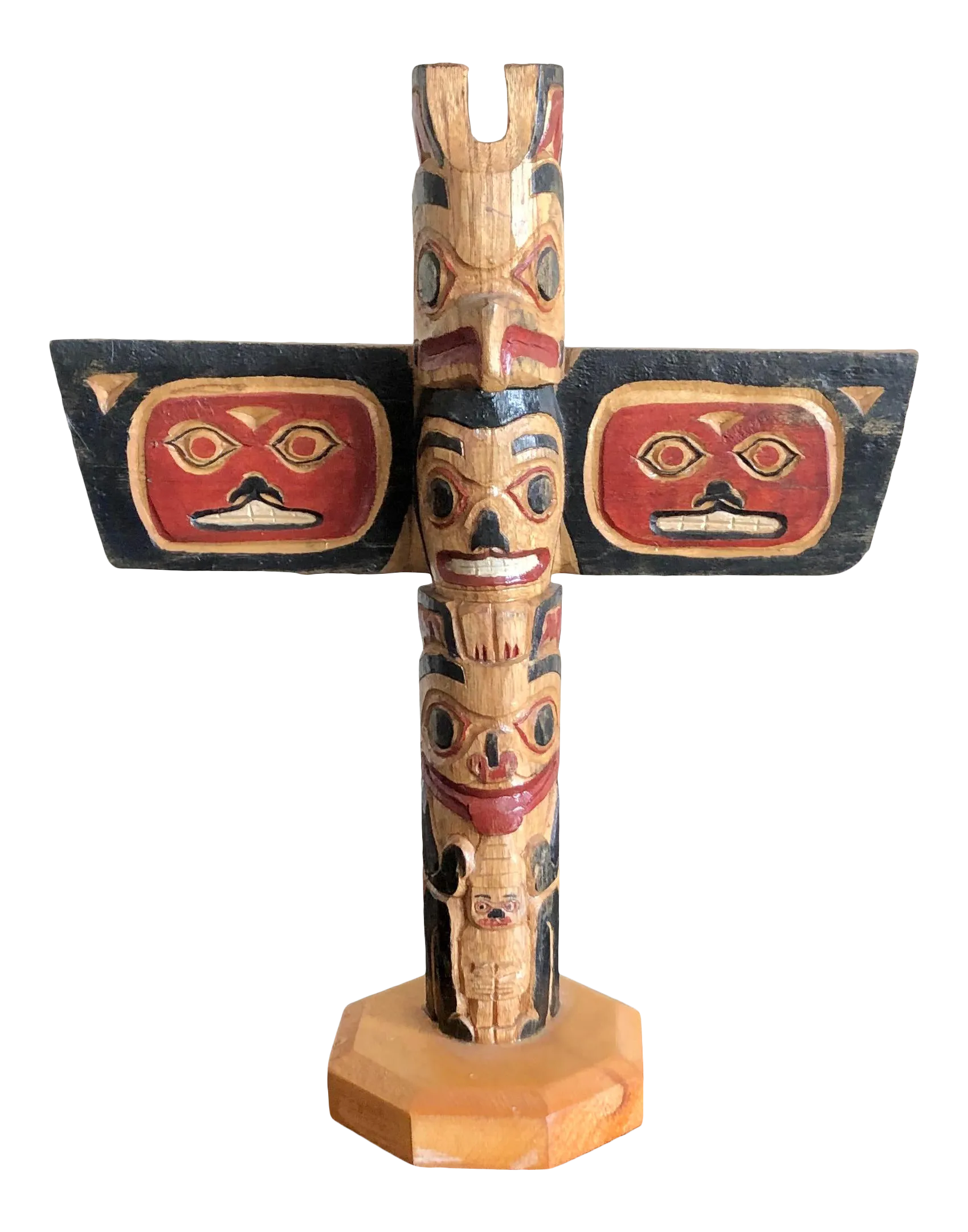 Mid 20th Century Vintage Pacific Northwest Carved Totem | Chairish