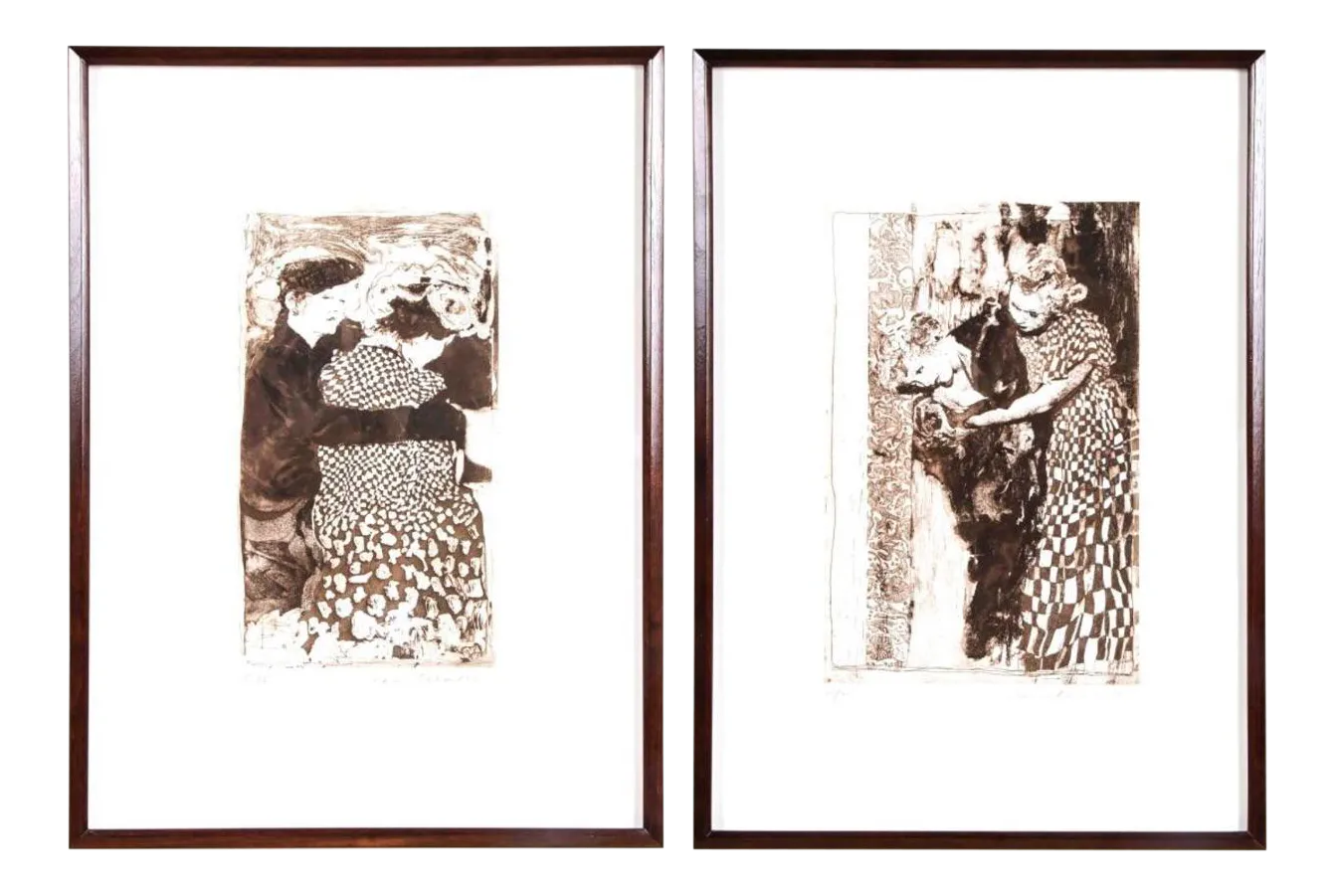 Ann Chernow Signed and Framed Etchings - a Pair | Chairish
