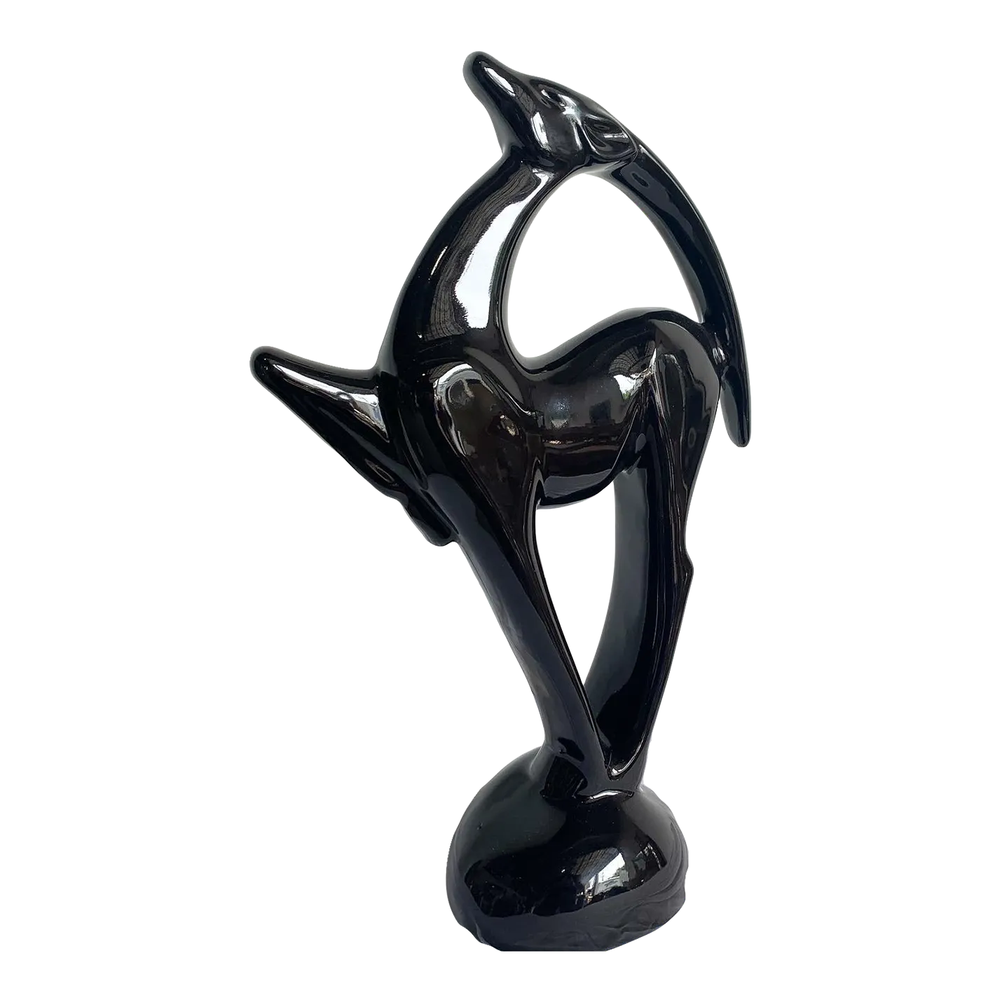 Postmodern Black Ceramic Ibex Sculpture by Haeger | Chairish
