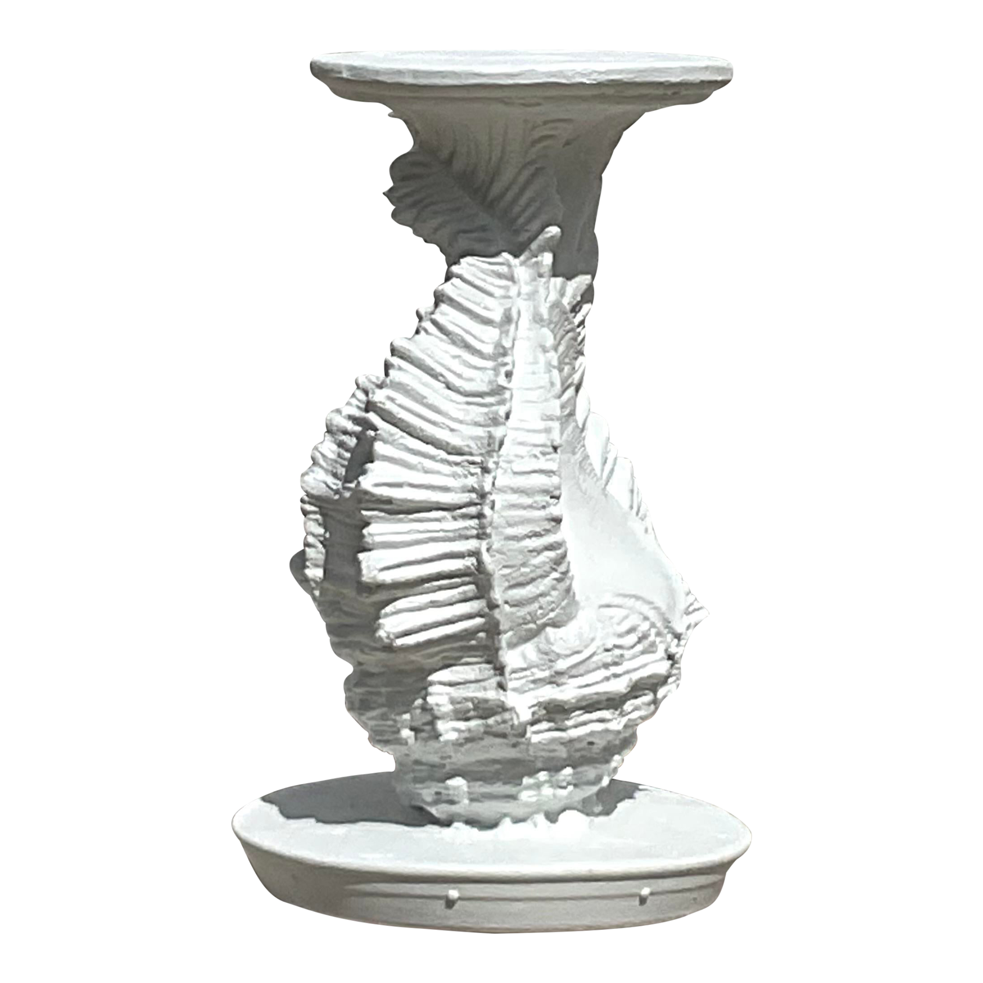 Vintage Coastal Conch Shell Pedestal | Chairish