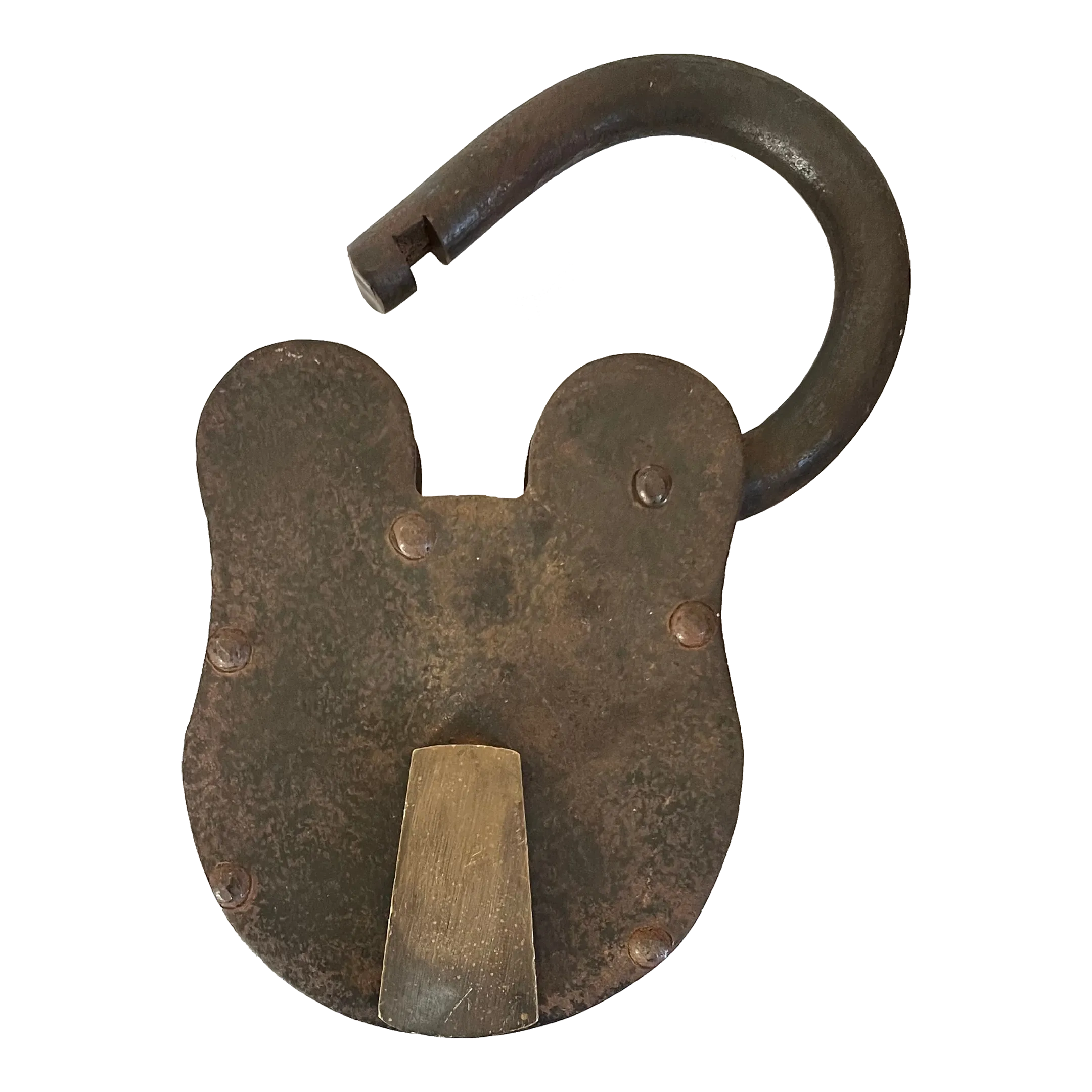 Very Large Antique 19th Century Folk Art Iron and Brass Padlock | Chairish