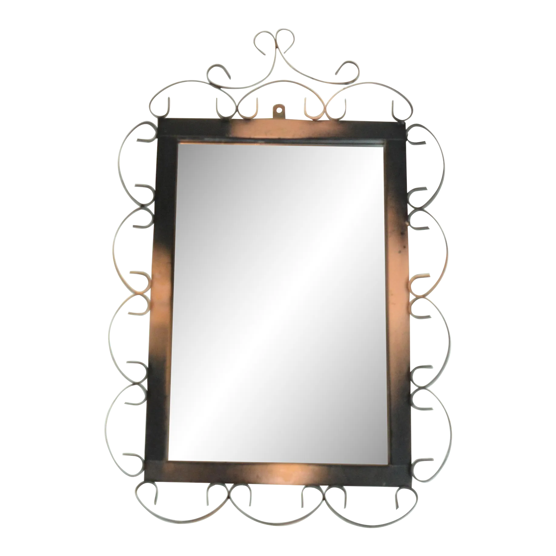 1970s Mid-Century Modern Rectangular Mirror Made of Metalwork, Germany ...