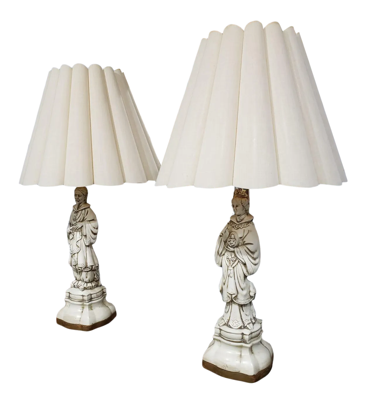 1900 Porcelain Statue Lamps - a Pair | Chairish
