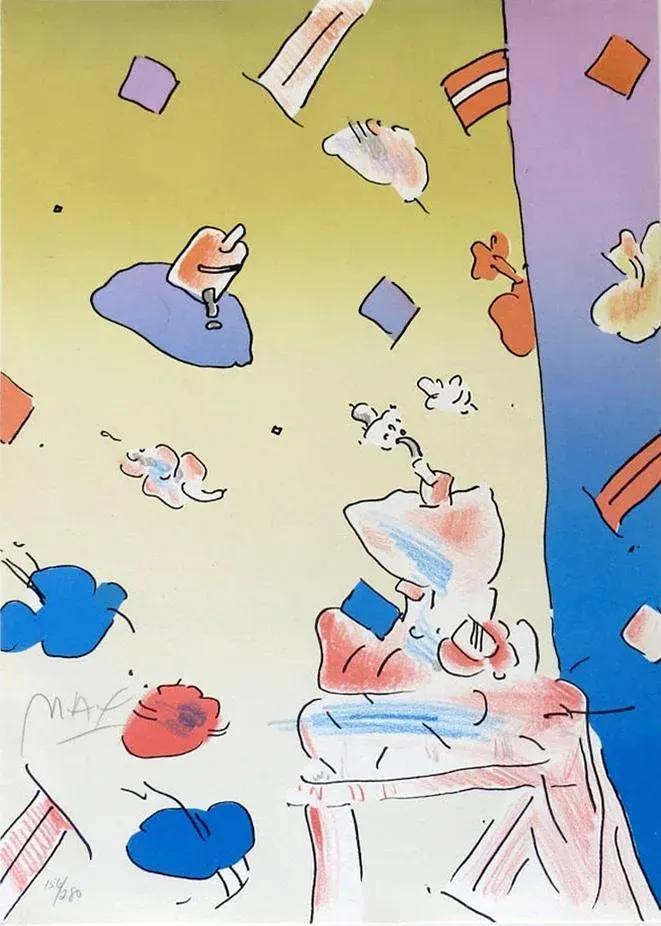 Soft Chair and Wall, Peter Max Lithograph With Hand Coloring, Signed ...