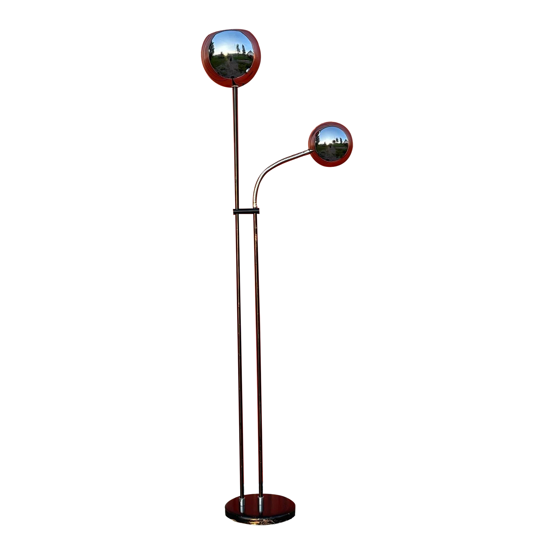 1970s Double Eye-Ball Chrome Floor Lamp After Sonneman | Chairish