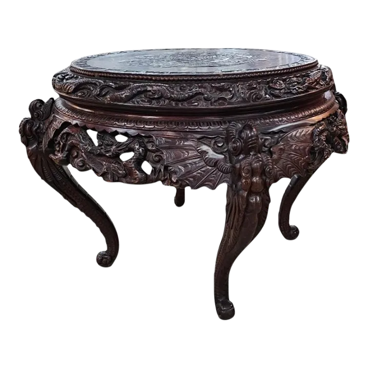 Late 19th Century Antique Chinese Qing Dinasty Carved Table | Chairish
