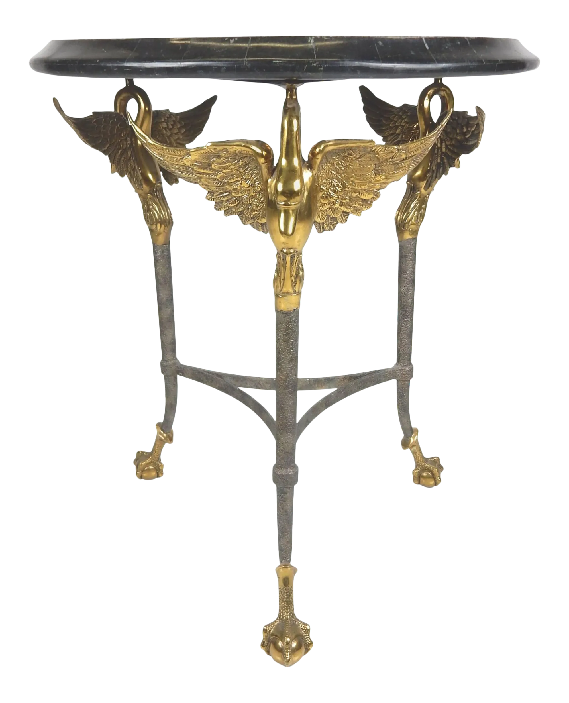 French Empire Style Bronze Swan and Tessellated Mosaic Stone Gueridon ...