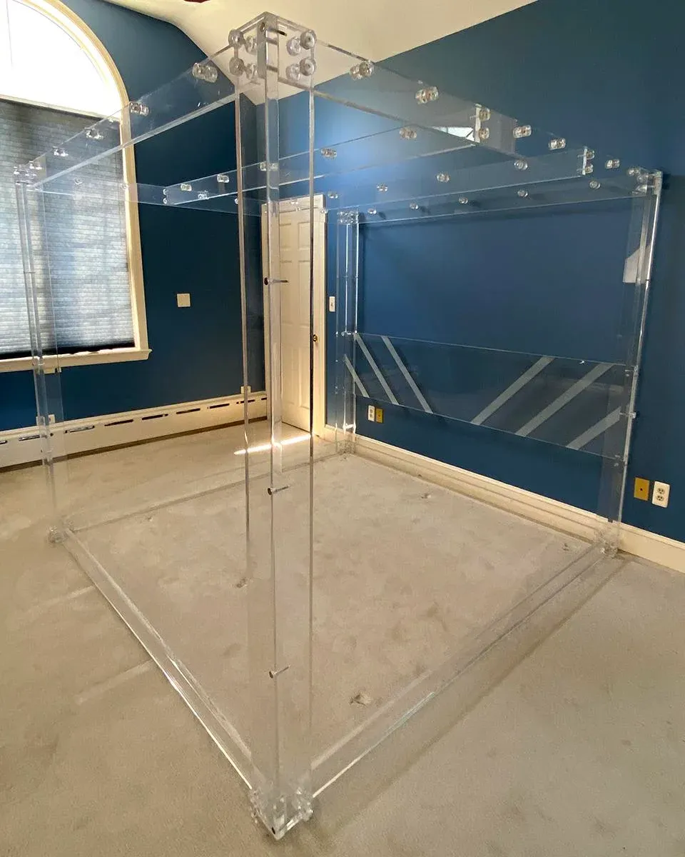 1970 s Lucite King Size Bed With Canopy Mirror Ceiling Option Chairish
