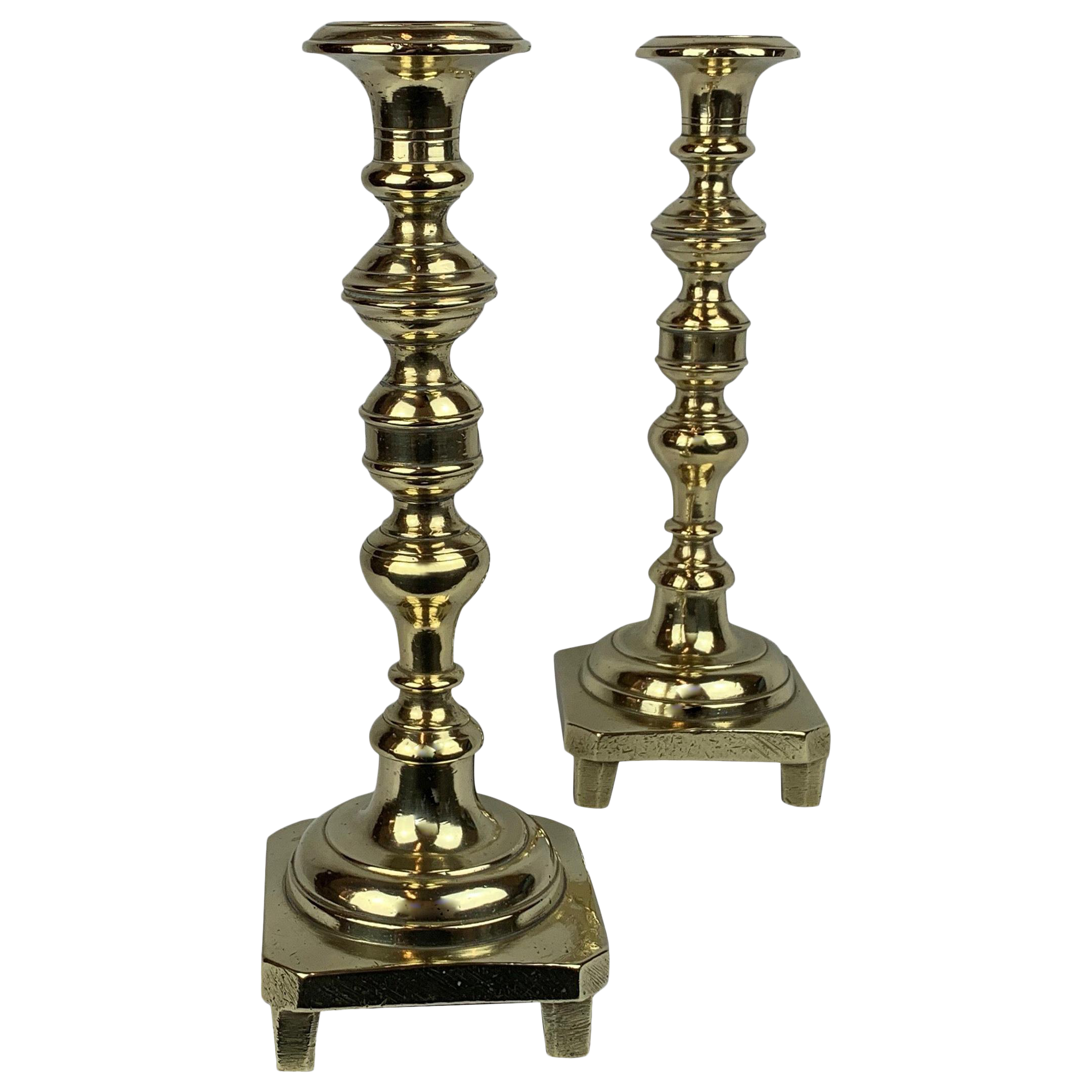 Footed Russian Candlesticks in Solid Brass - a Pair | Chairish