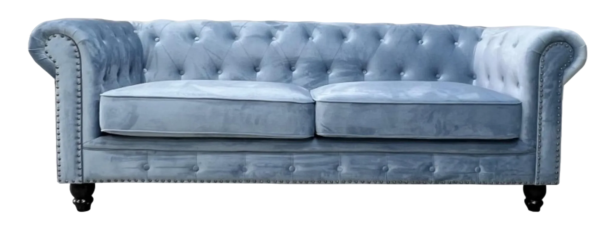 Chester Premium Three-Seater Sofa in Dusky Blue Velvet by Europa ...