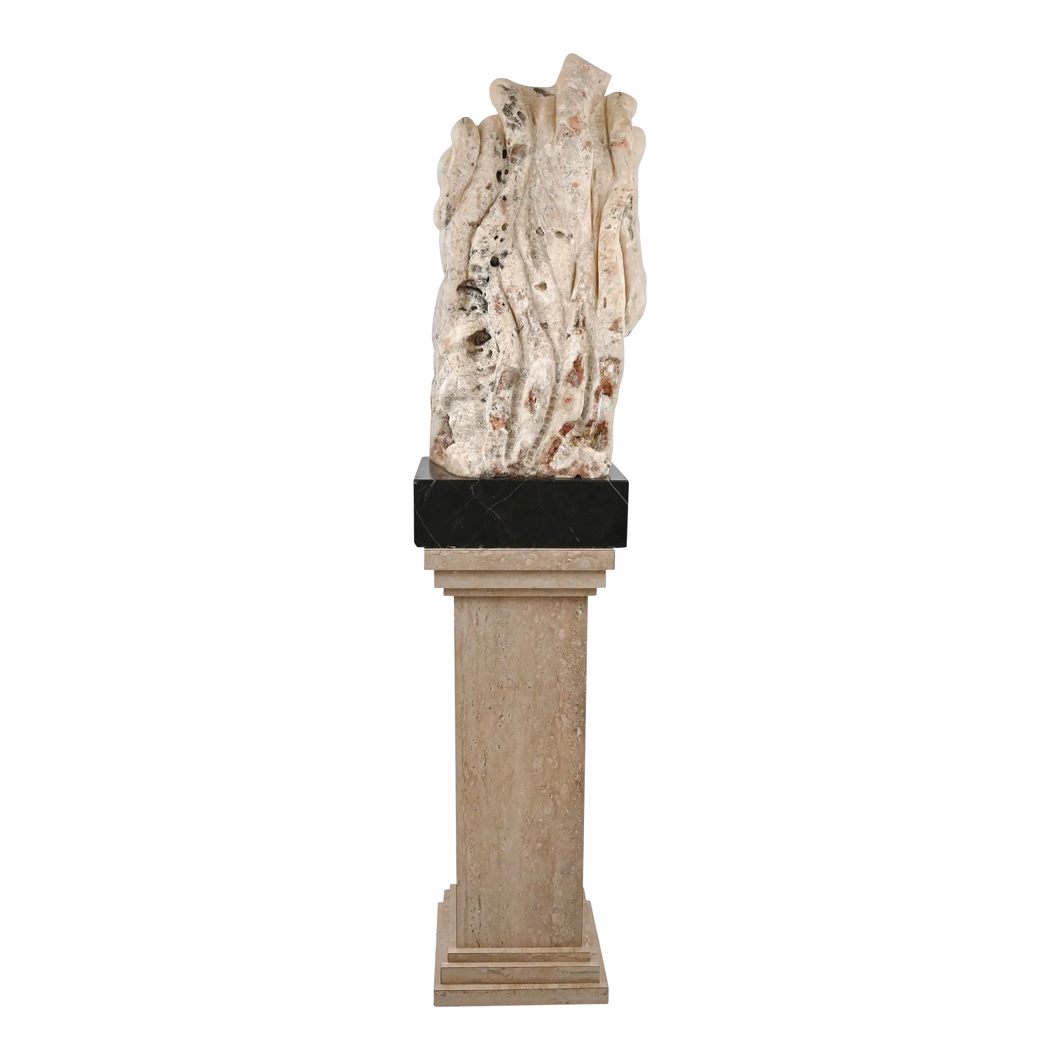 Abstract Stone Sculpture Chinese Scholar Stone on a Faux Marble Stand ...