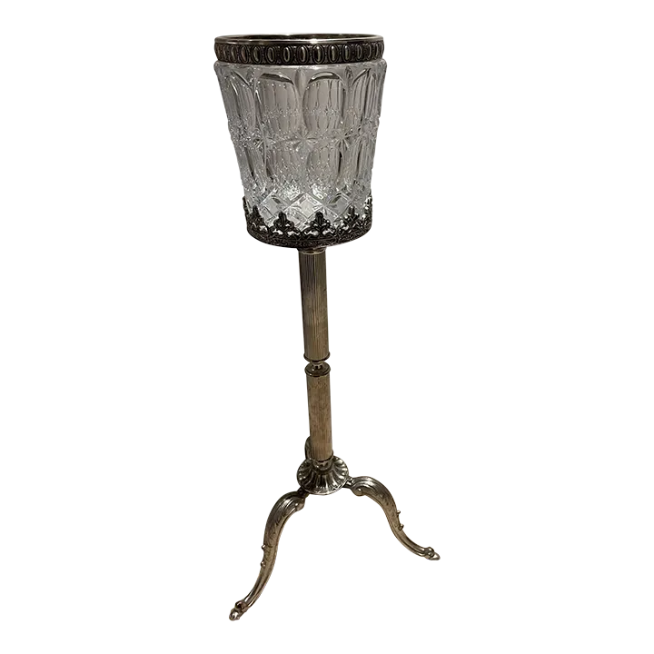 1970s William Adams Italy Cut Crystal Champagne Bucket With Matching ...