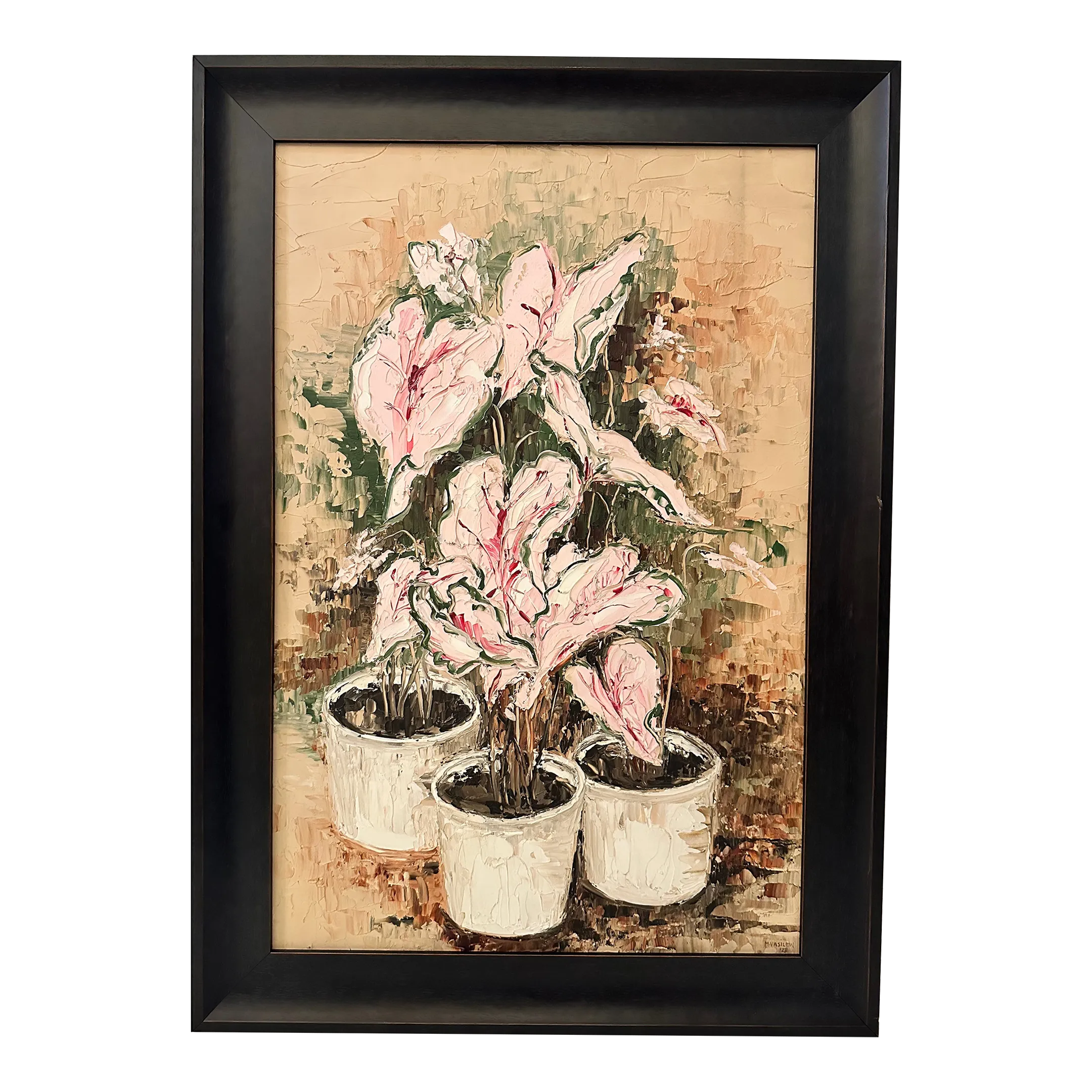 1970s Caladium Plant Painting, Framed | Chairish
