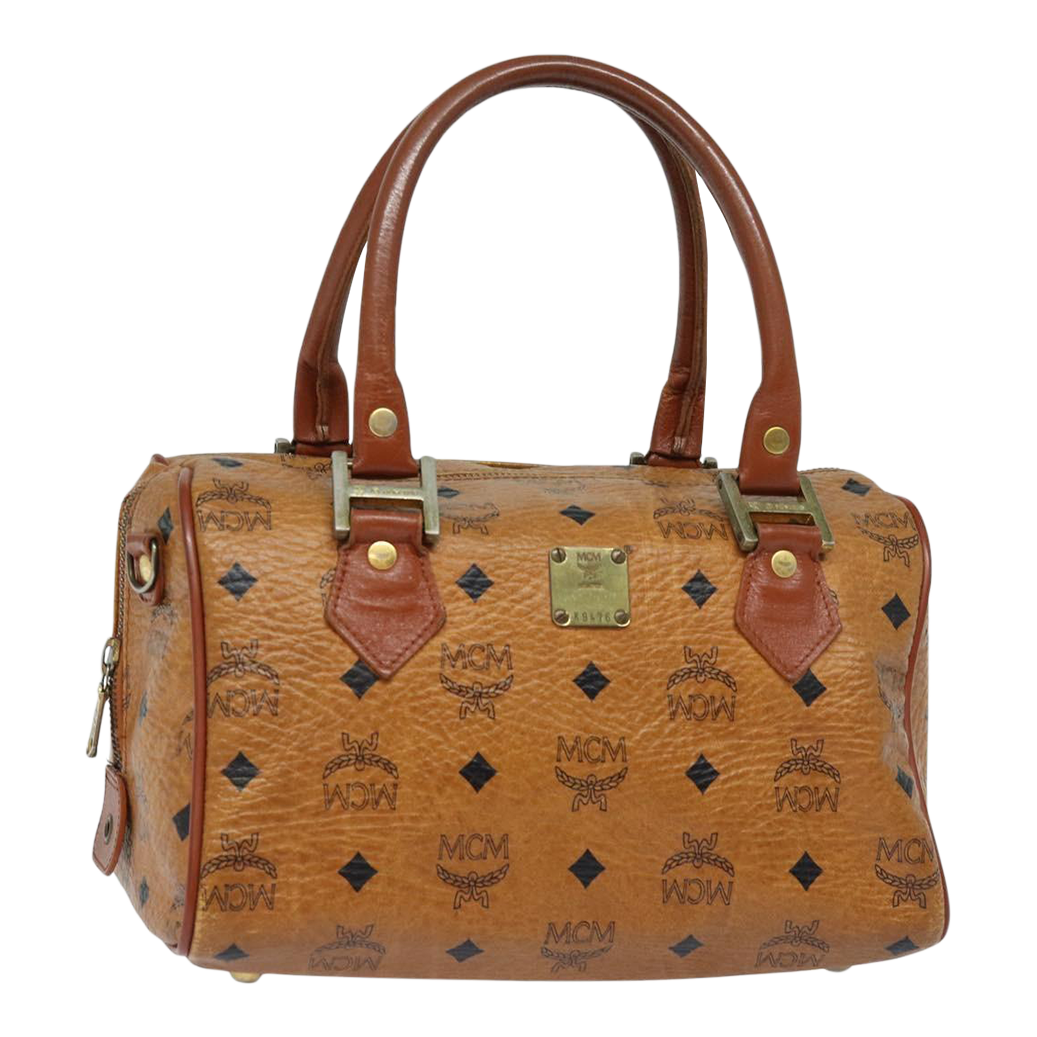 Mcm Vicetos Logogram Mini Boston Bag Pvc Leather Brown Auth Ki4546 ...