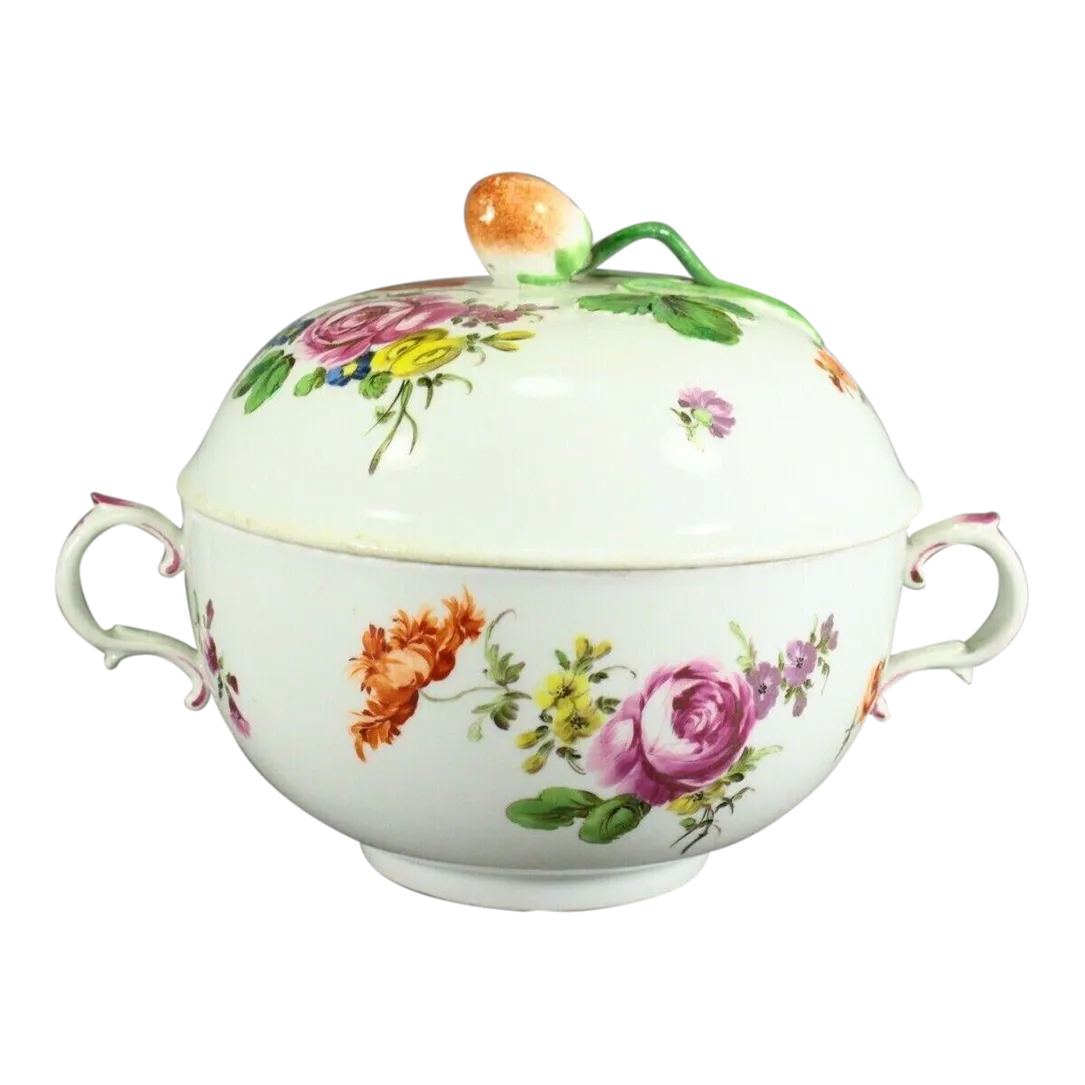 Circa 1756 Vienna Porcelain Ecuelle Bowl & Cover W. Strawberry Knob ...