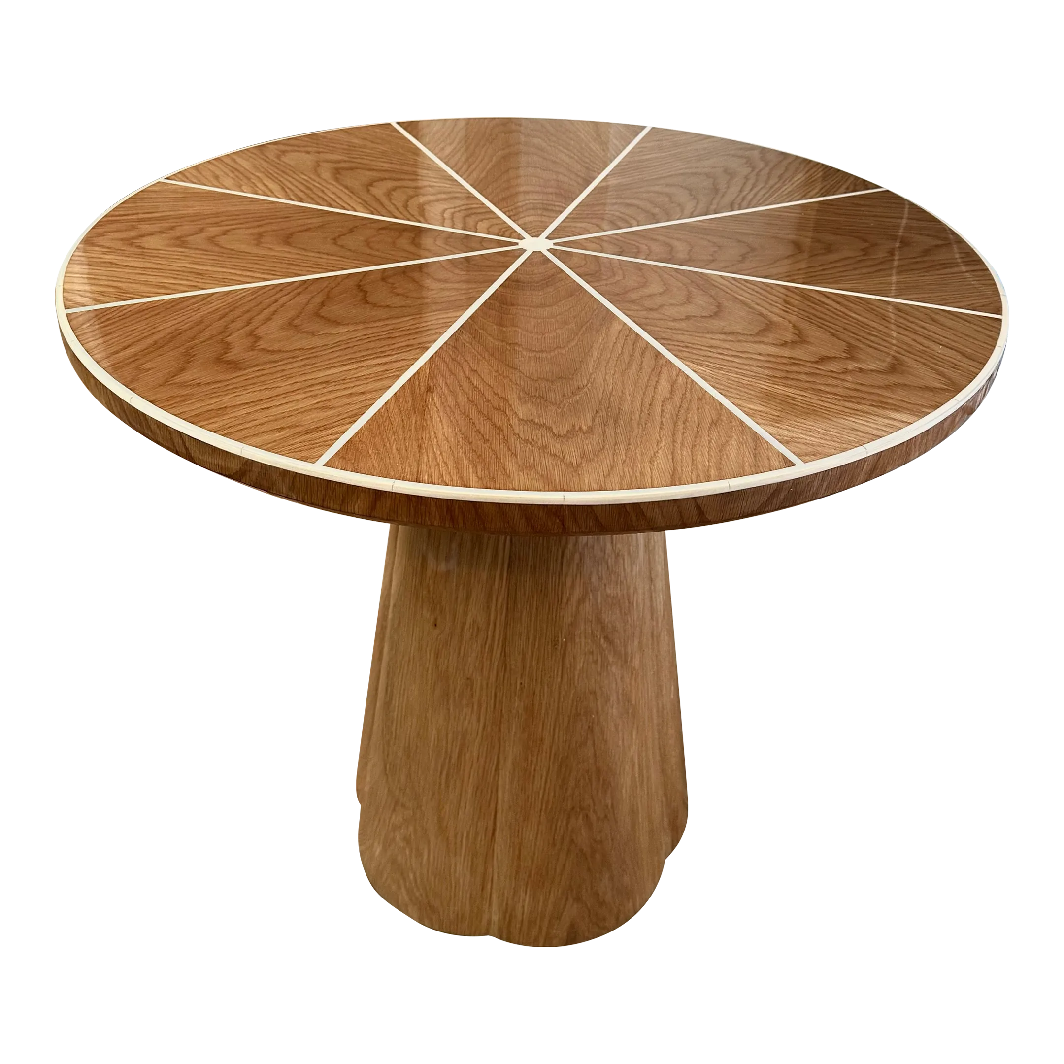 Made Goods Novak Round Oak and Faux Bone Table | Chairish