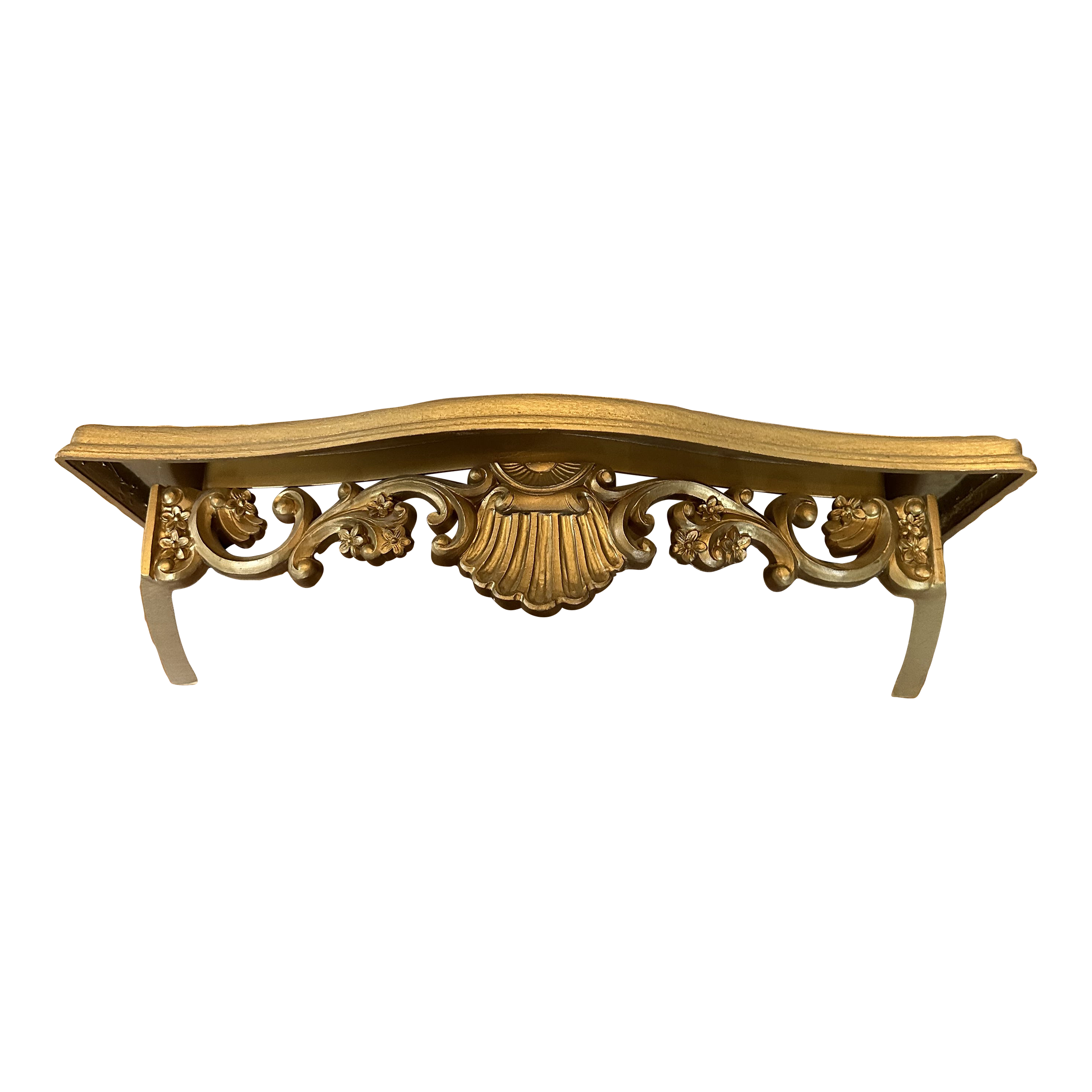 Vintage 1970s Ornate Gold Rococo Wall Mount Floating Shelf | Chairish