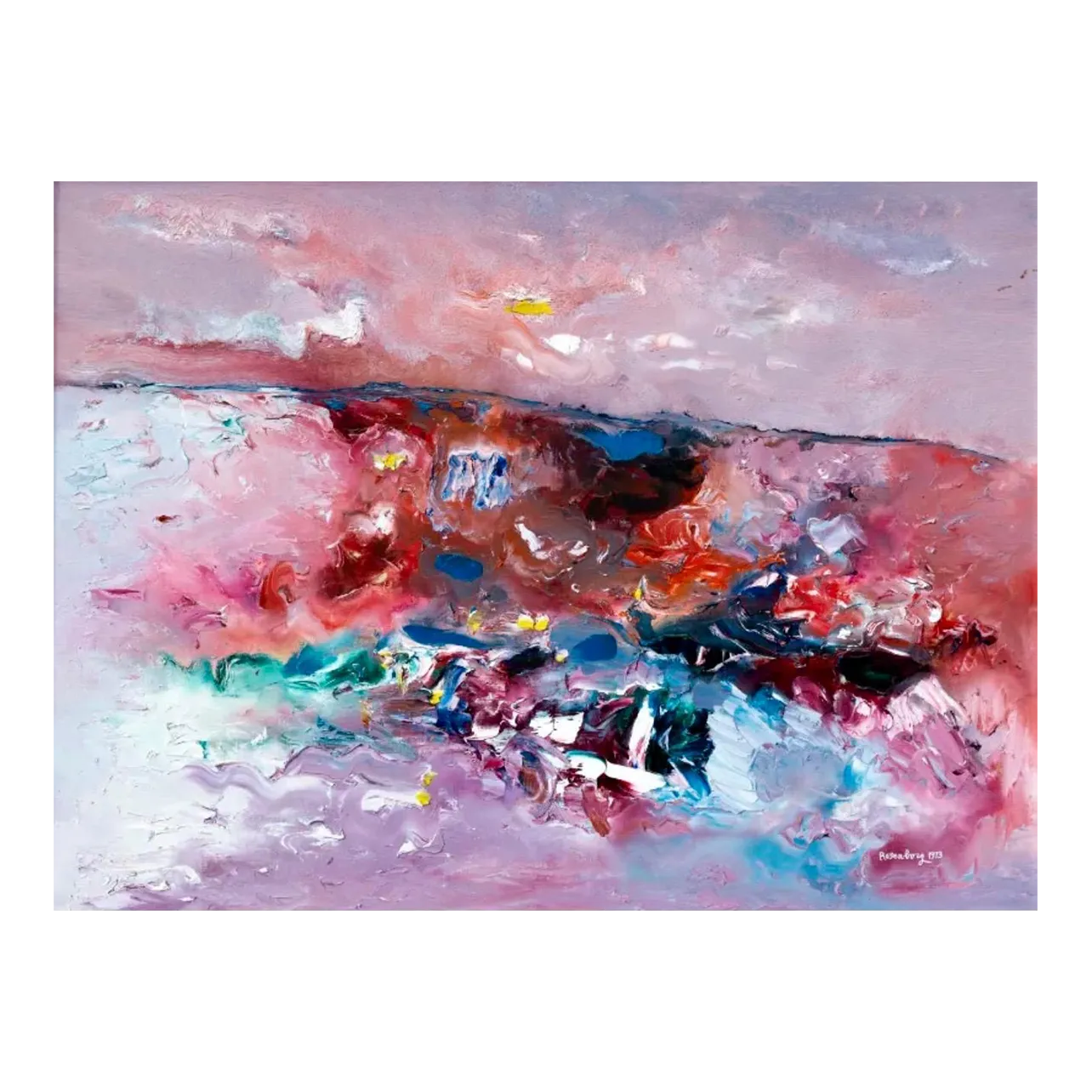 Ralph Rosenborg, Large Colorful Abstract Expressionist Oil Painting ...