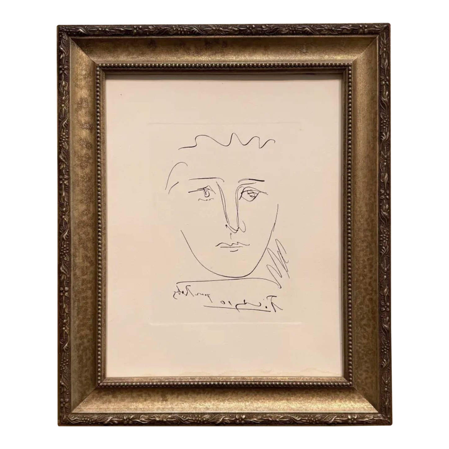 Pablo Picasso Signed Mid Century Etching Pour Roby Lage De Soleil