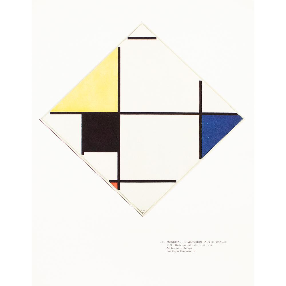 1991 After Piet Mondrian "Diamond Composition With Yellow, Black, Blue ...