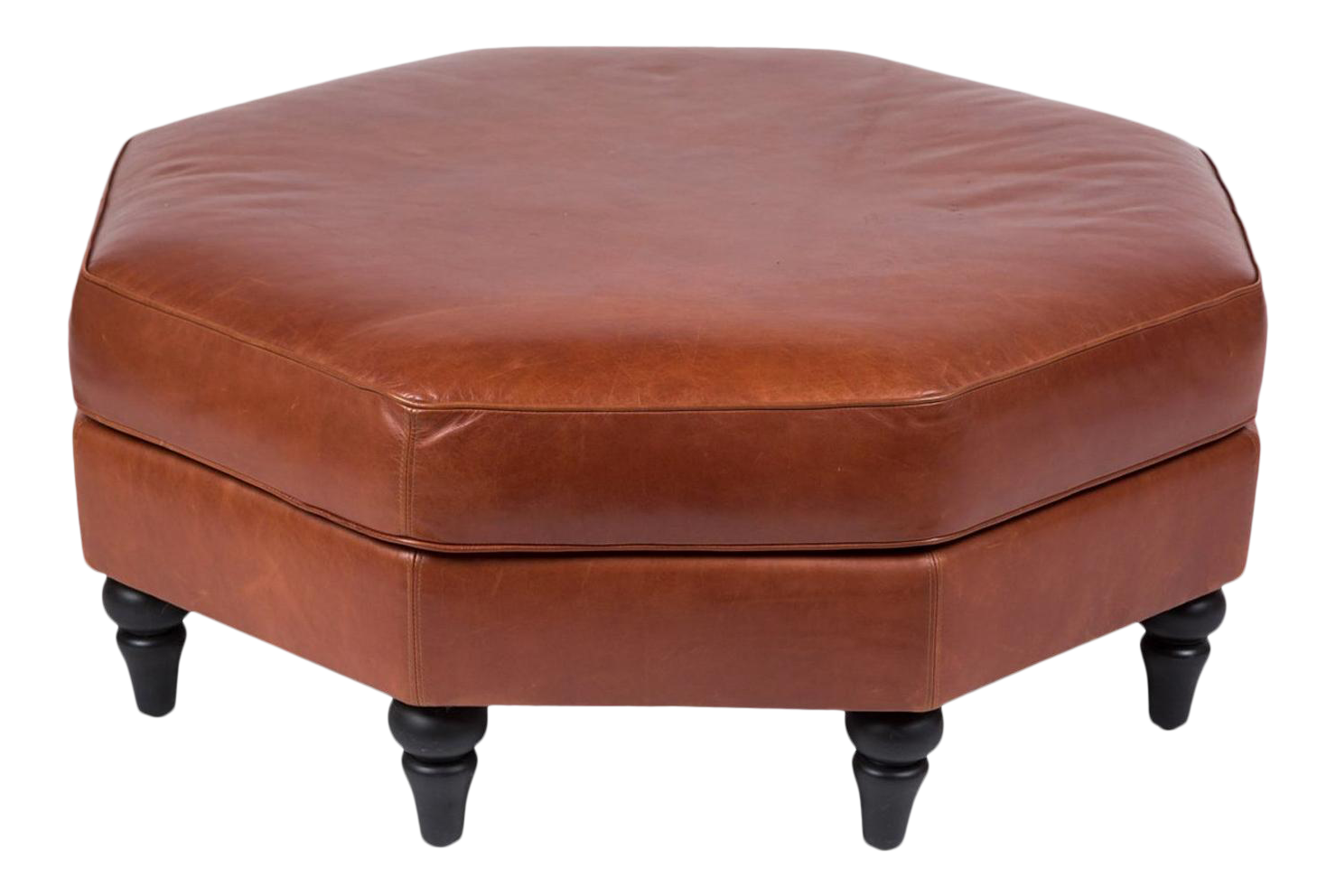 Large Custom Leather Octagonal Ottoman | Chairish