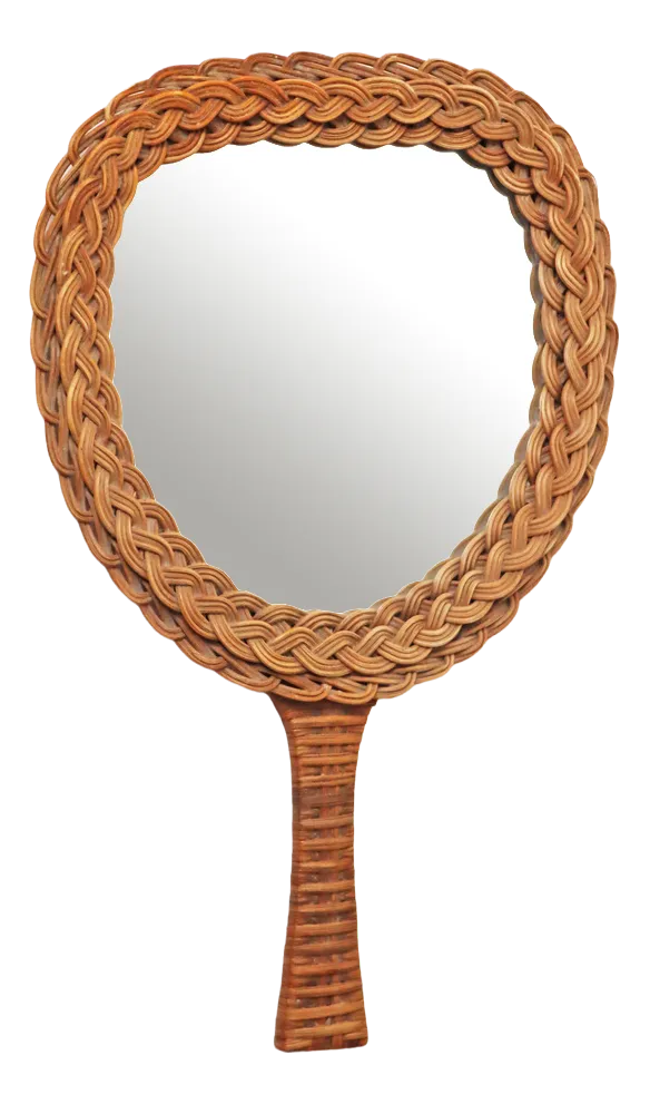 Vintage Basket Mesh Oval Hand Mirror | Chairish