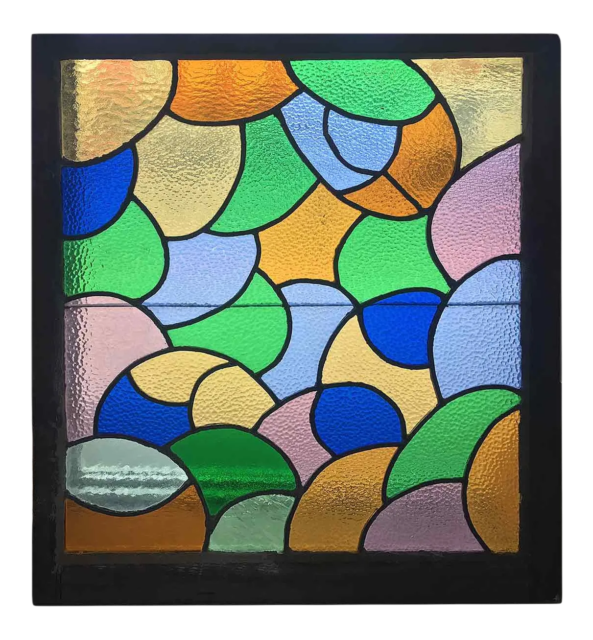 1930's Abstract Multicolored Stained Glass Window | Chairish