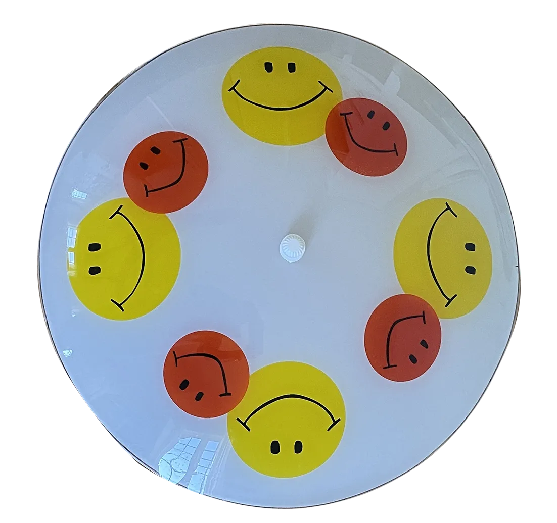 1970's Retro Glass Smiley Face Light Fixture | Chairish