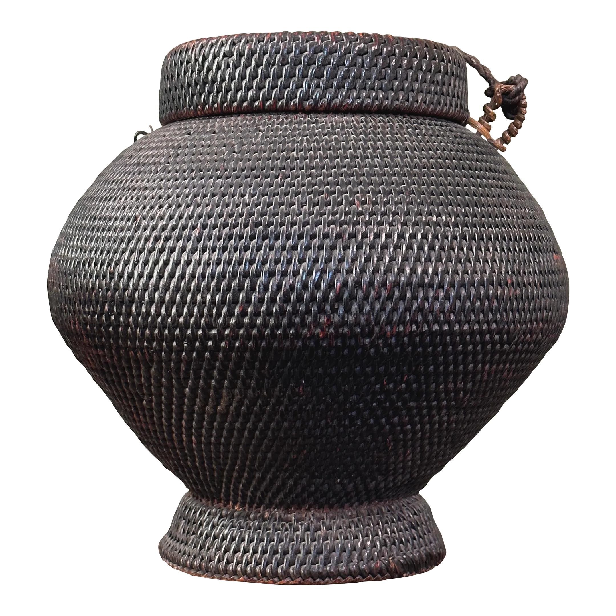 Antique Philippines Ifugao Footed Woven Rice Basket With Lid/Tribal ...