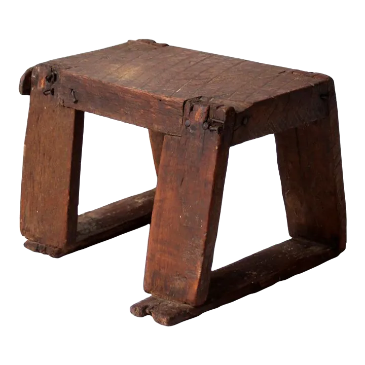 Antique Primitive Footstool Bench | Chairish