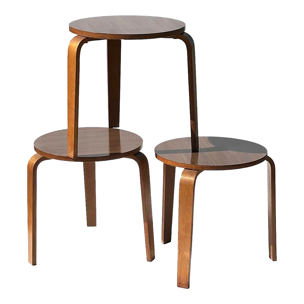 1950s Mid-Century Modern Stacking Bentwood Stools Tables-Set of Three ...