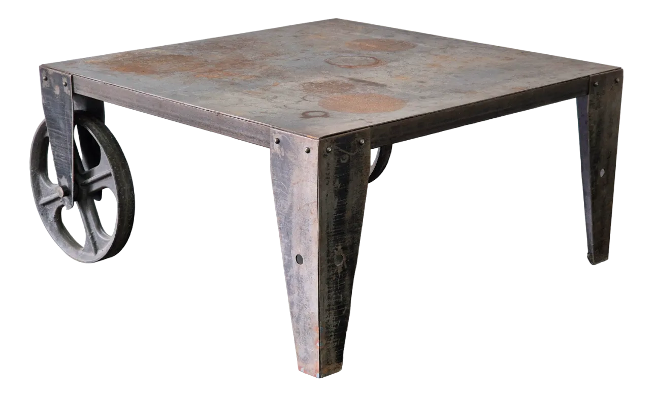 Brutalist Industrial Steel Coffee Table | Chairish